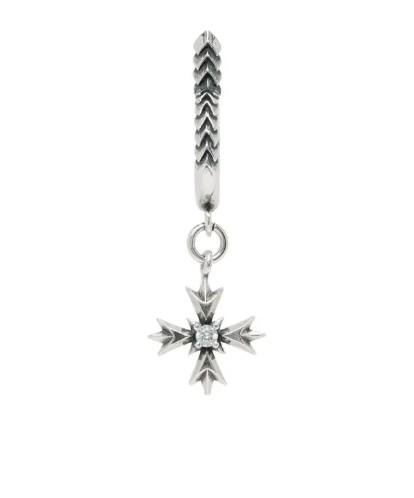 Emanuele Bicocchi Crest Crystal Hoop Single Earring - Silver