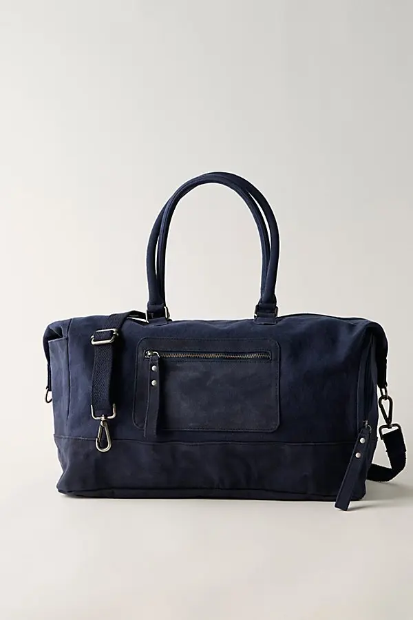 Free People Washed Canvas Weekender Bag - Navy