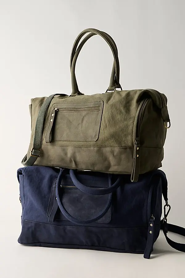 Free People Washed Canvas Weekender Bag - Olive
