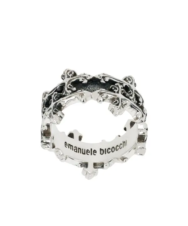 Emanuele Bicocchi Avelli Cross Double Band Ring - Silver