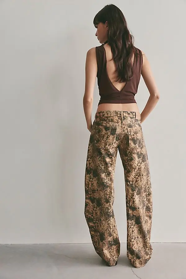 Free People We The Free Fable Printed Low-rise Twisted Jeans - Snake Combo