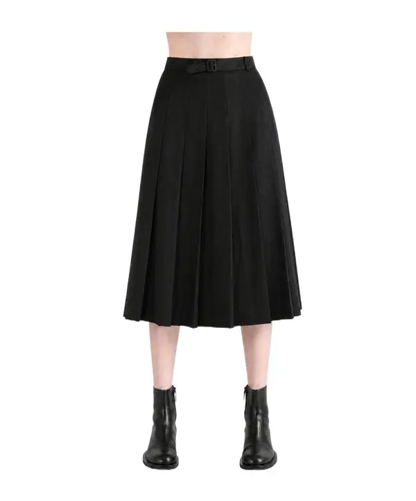 Auralee Pleated Midi Skirt - Black