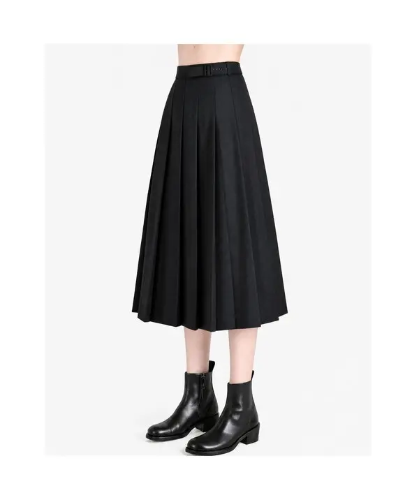 Auralee Pleated Midi Skirt
