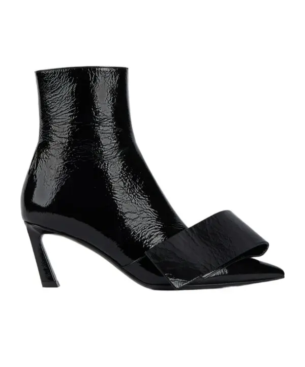 Givenchy Twisted Ribbon Ankle Boots In Shiny Naplack Leather - Black