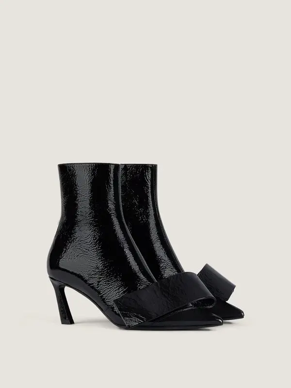 Givenchy Twisted Ribbon Ankle Boots In Shiny Naplack Leather