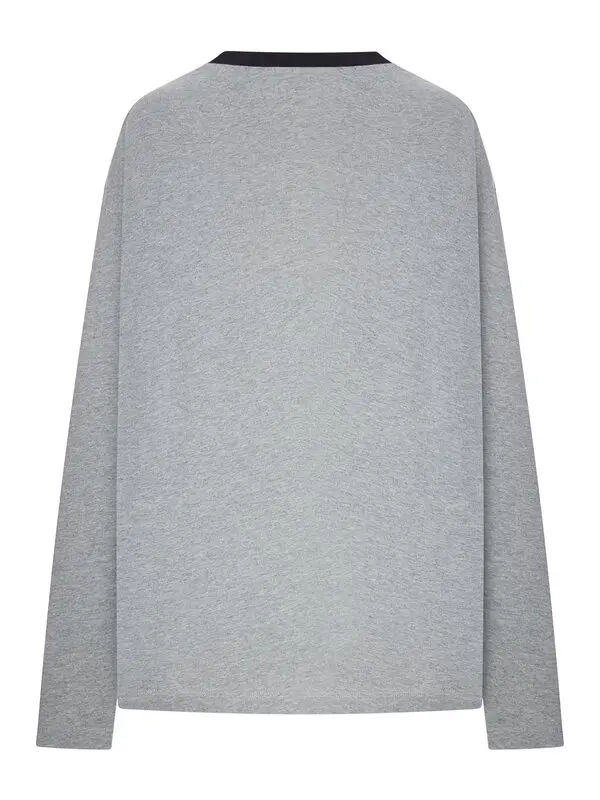 Miu Miu Long-sleeved Cotton Knit T-shirt
