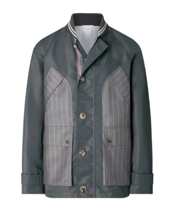 Thom Browne Pinstripe-panelled Field Jacket - Dark Gray