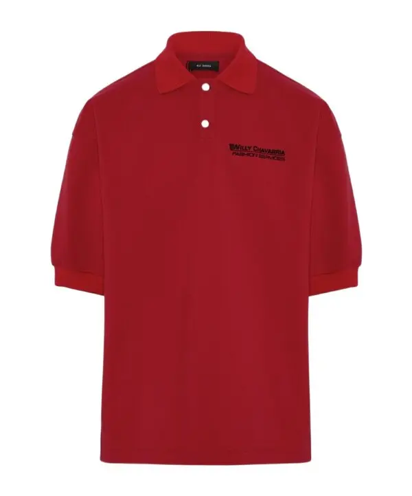WILLY CHAVARRIA Oversized Logo Polo Shirt - Red