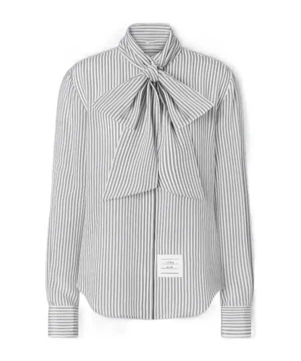 Thom Browne Striped Silk-satin Shirt - Medium Gray