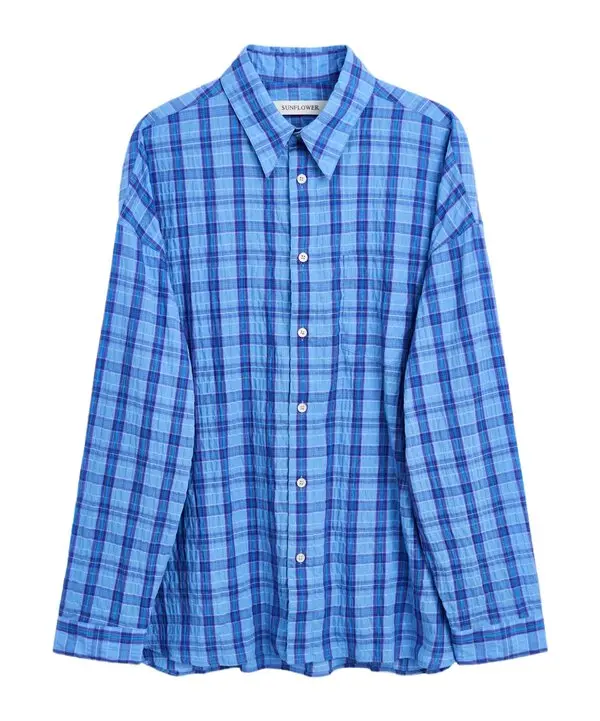 SUNFLOWER Long-sleeved Plaid Shirt - Blue