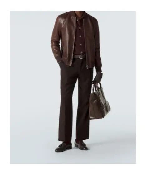 Brioni Leather Bomber Jacket