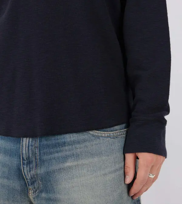 SUNFLOWER Waffle Tee Ls Navy