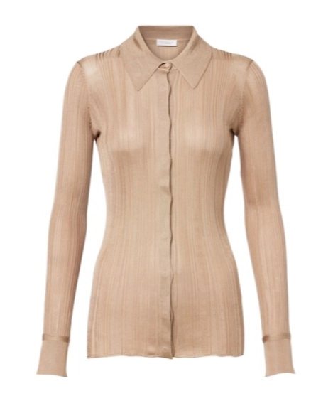 Gabriela Hearst Tamar Silk Knit Shirt - Nude