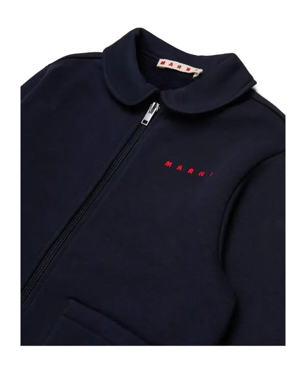Marni Logo-embroidered Zip-up Sweater