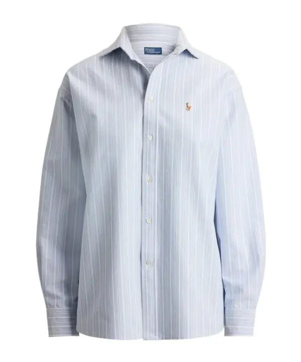Polo Ralph Lauren Striped Embroidered Logo Shirt - Blue