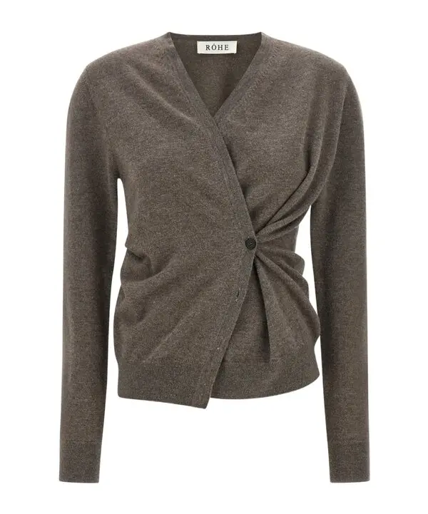 RÓHE Twisted Ballet Asymmetrical Cardigan - Mud