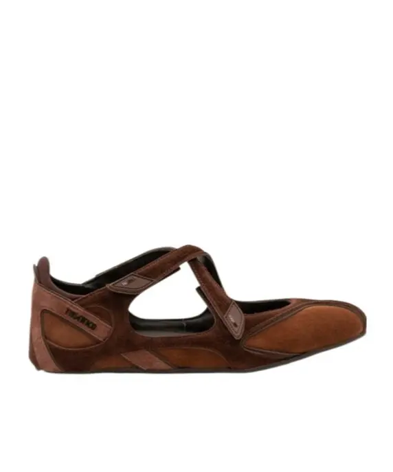 Attico Logo Printed Ballet Flats - Brown