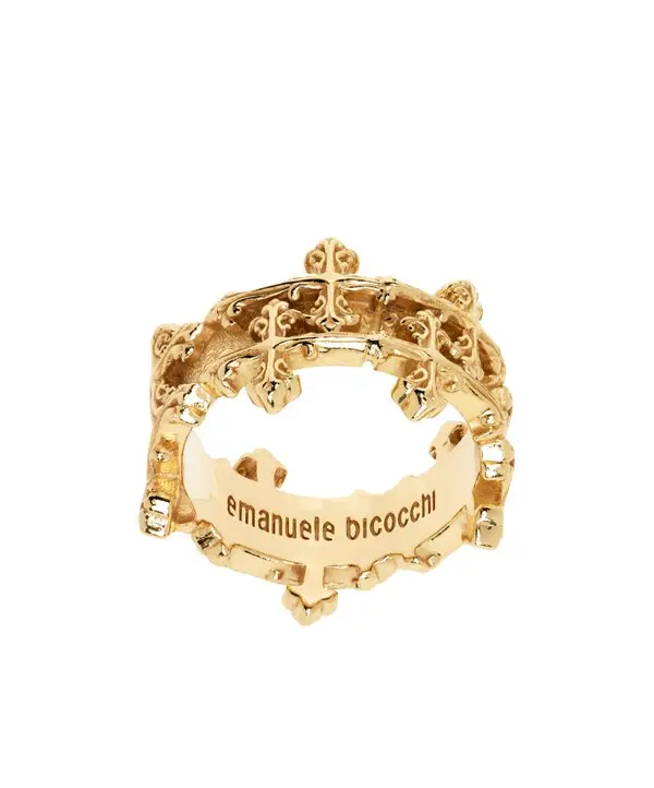Emanuele Bicocchi Avelli Cross Double Band Ring - Golden