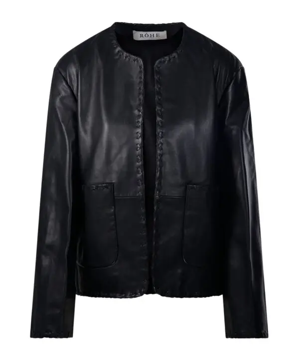 RÓHE Blanket-stitch Leather Jacket - Black
