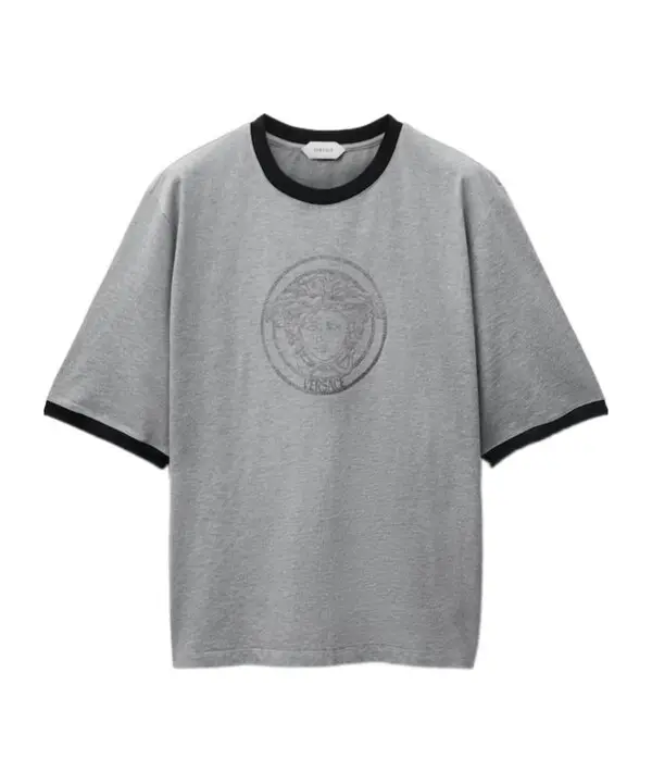 Versace Printed-logo Cotton Jersey T-shirt - Grey