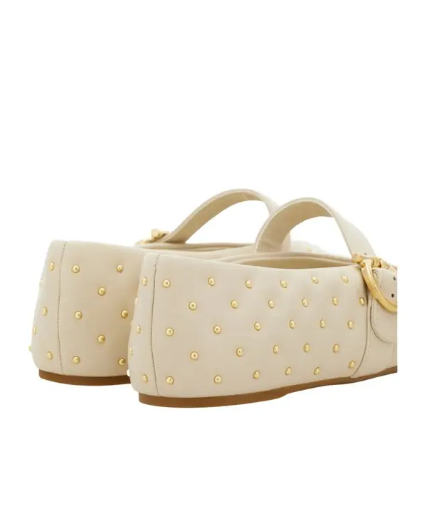 FERRAGAMO Studded Gancini Buckle Ballet Flat