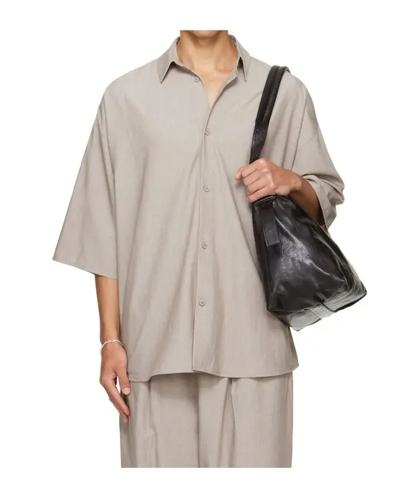 Fear Of God Silk Blend 3/4 Sleeve Button Up Shirt