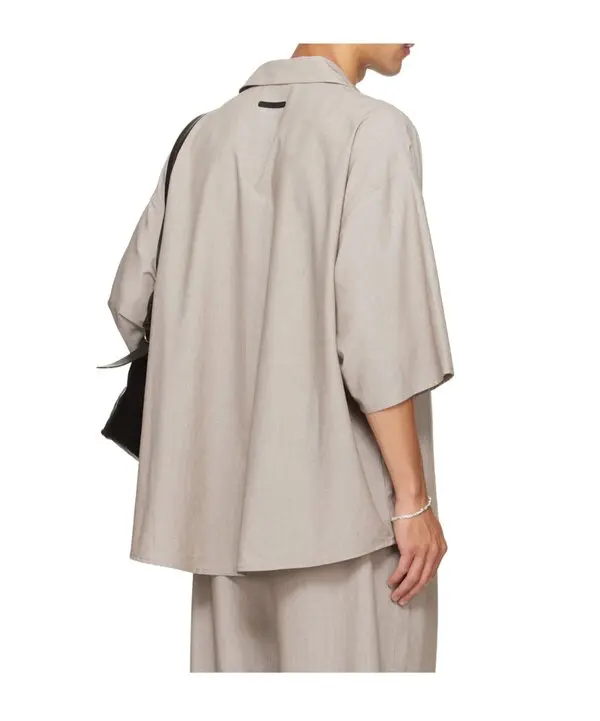 Fear Of God Silk Blend 3/4 Sleeve Button Up Shirt