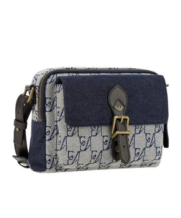 Emporio Armani Crossbody Bag In Monogram Cotton