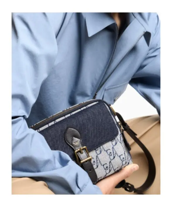 Emporio Armani Crossbody Bag In Monogram Cotton
