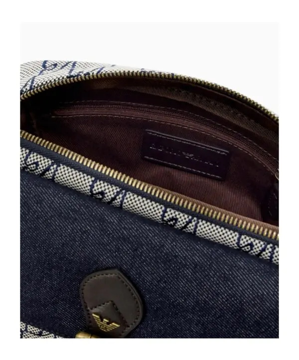 Emporio Armani Crossbody Bag In Monogram Cotton
