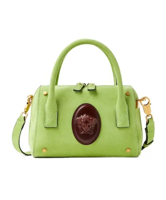 Versace Roomy Small Suede Boston Bag