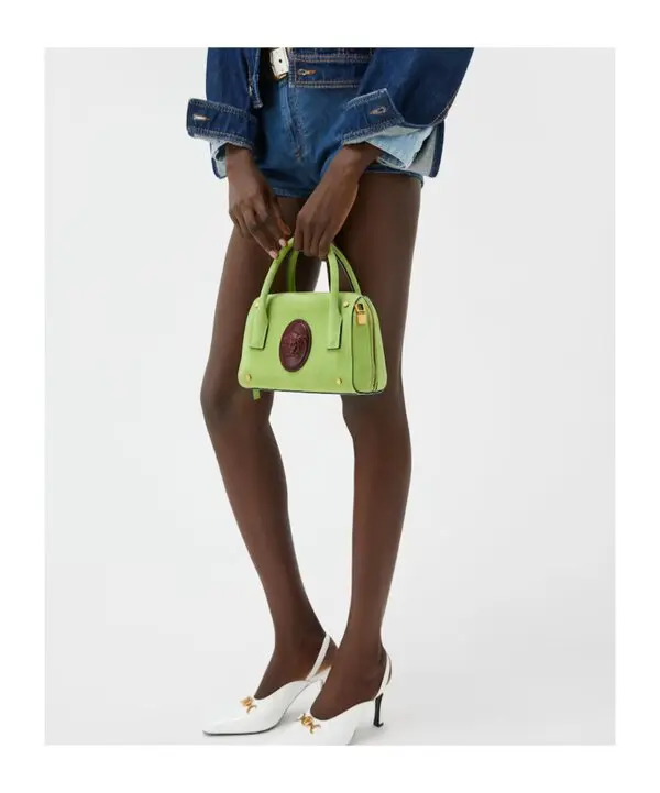 Versace Roomy Small Suede Boston Bag