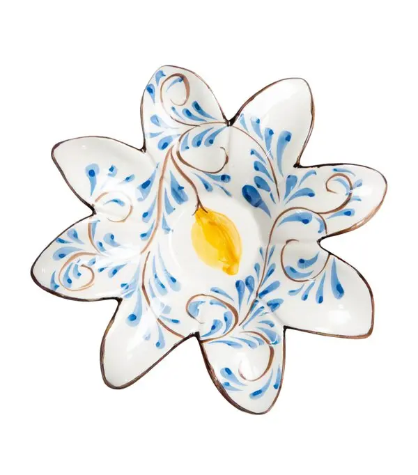 LES-OTTOMANS Ceramic Positano Lemons Starter Plate - Blue