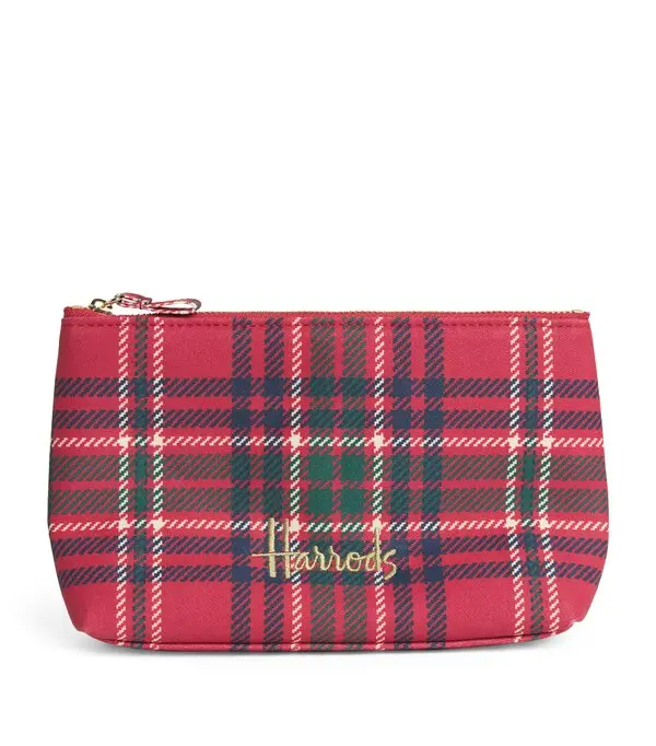 Harrods Medium Tartan Logo Pouch - Red