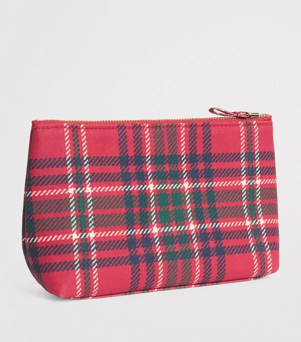 Harrods Medium Tartan Logo Pouch - Red