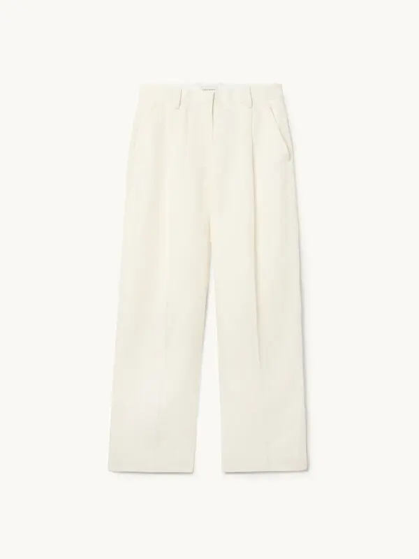 HOUSE OF DAGMAR Relaxed Linen Trousers - White