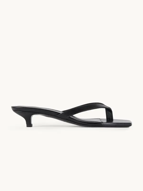 TOTEME Leather Heeled Flip Flops - Black
