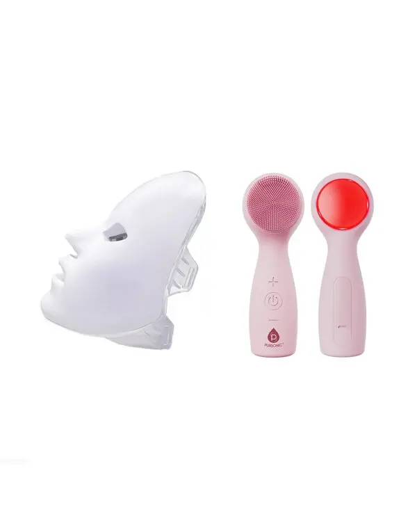 PURSONIC 7 In 1 Led Light Therapy Face Mask And 3 In 1 Facial Cleansing Device - White