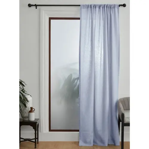 Solino Home Linen Curtain With Light Filtering Rod Pocket For Living Room - Chambray Blue