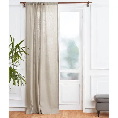 Solino Home Linen Curtain With Light Filtering Rod Pocket For Living Room - Natural