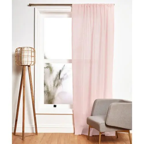 Solino Home Linen Curtain With Light Filtering Rod Pocket For Living Room - Pink