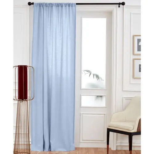 Solino Home Linen Curtain With Light Filtering Rod Pocket For Living Room - Sky Blue