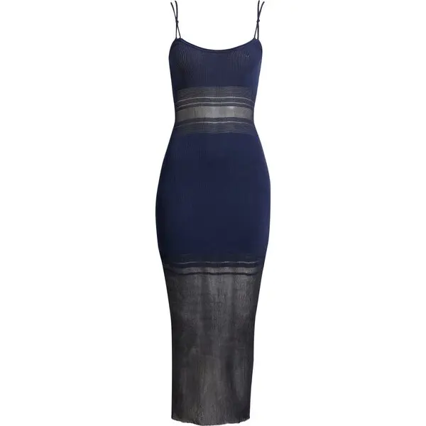 Torn By Ronny Kobo Kimberly Placed Stripe Body-con Sweater Dress - Navy