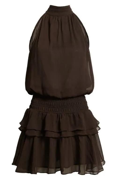 Torn By Ronny Kobo Leah Mock Neck Ruffle Dress - Cocoa