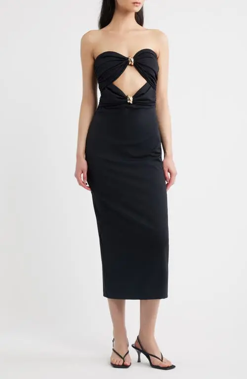 Torn By Ronny Kobo Sandrine Strapless Cutout Detail Dress - Black