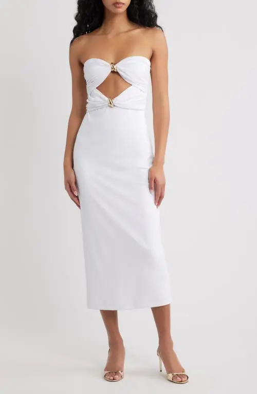 Torn By Ronny Kobo Sandrine Hardware Cutout Detail Strapless Dress - Ivory