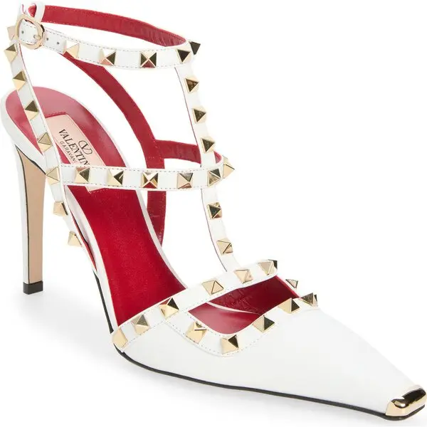 Valentino Garavani Rockstud Ankle Strap Pump - White