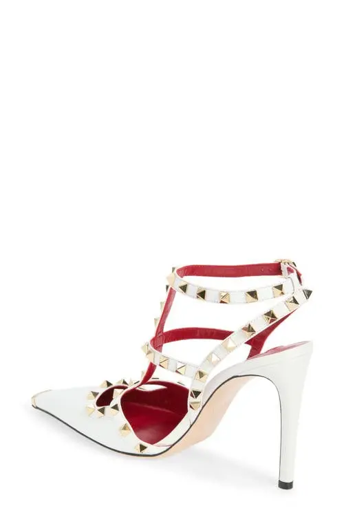 Valentino Garavani Rockstud Ankle Strap Pump - White