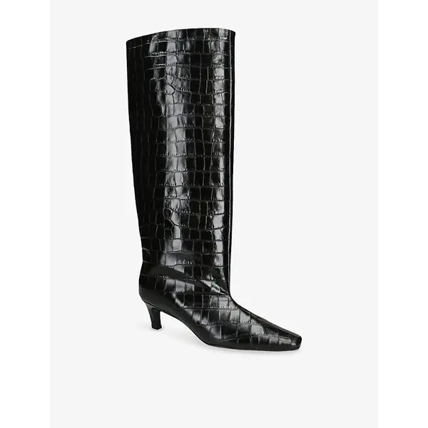 TOTEME Wide Shaft Croc-effect Leather Knee-high Boots