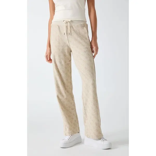 Guess 4g Logo Jacquard Drawstring Pants - Beige
